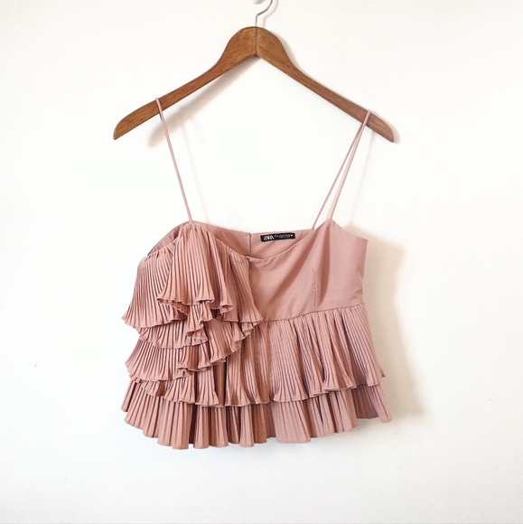 Zara | Tops | Zara Pink Ruffle Crop Top | Poshmark